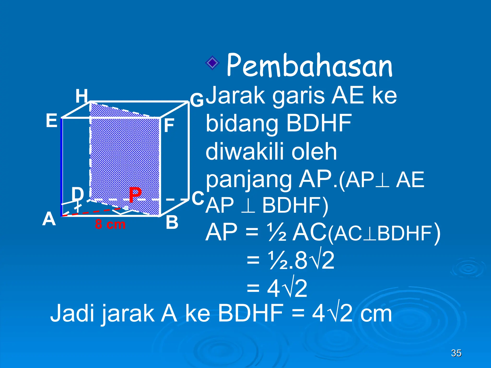 MENENTUKAN JARAK TITIK KE TITIK, TITIK KE GARIS DAN TITIK KE BIDANG PADA DIMENSI TIGA | PPT