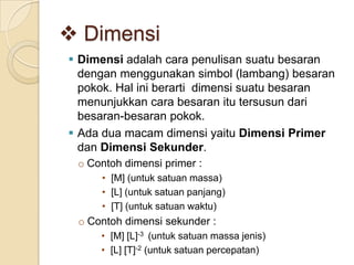 Dimensi dan analisis dimensi | PPTX