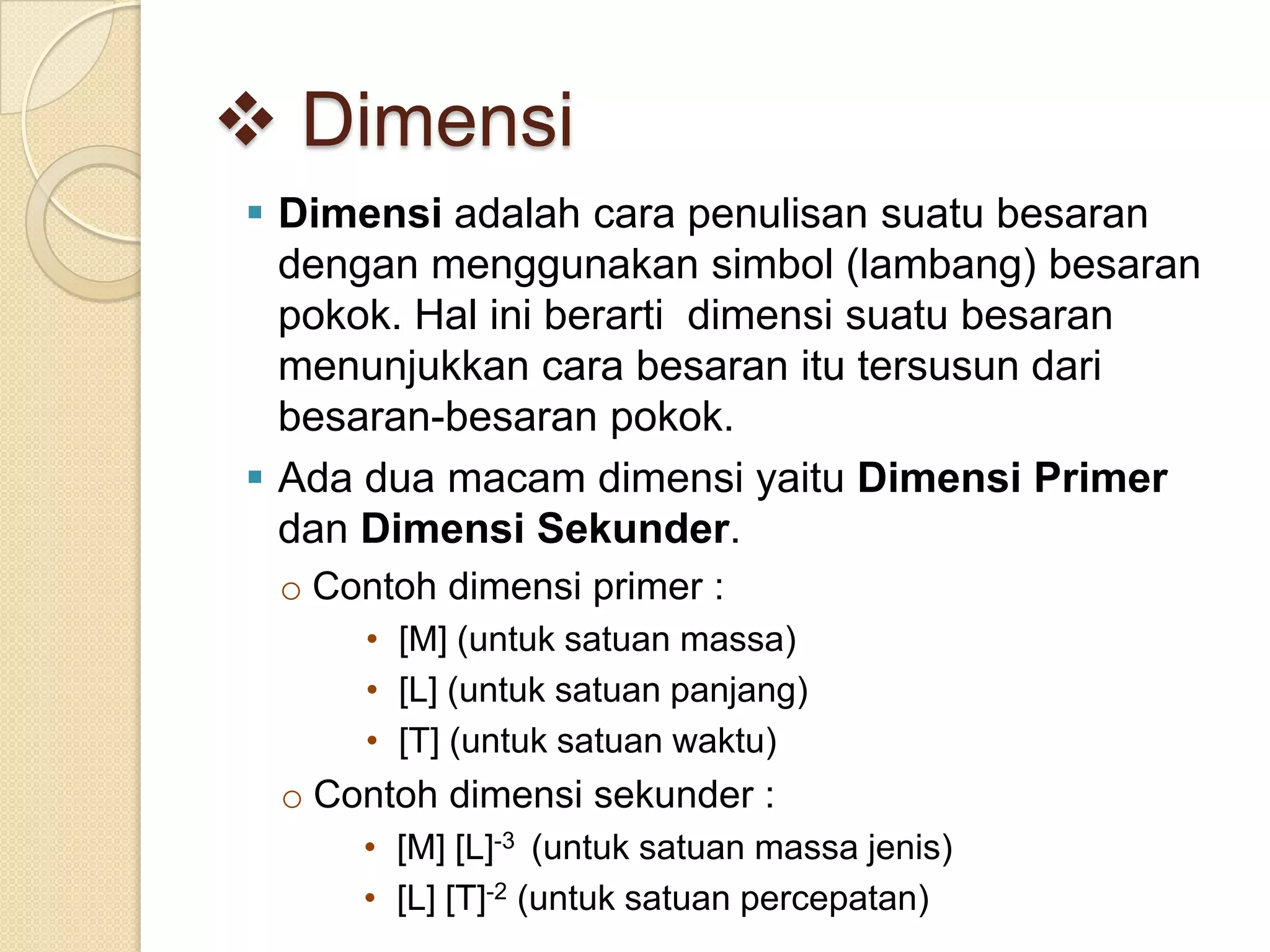 Dimensi dan analisis dimensi | PPT