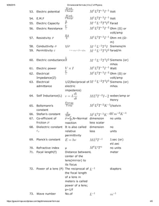 Dimensional formulas | PDF