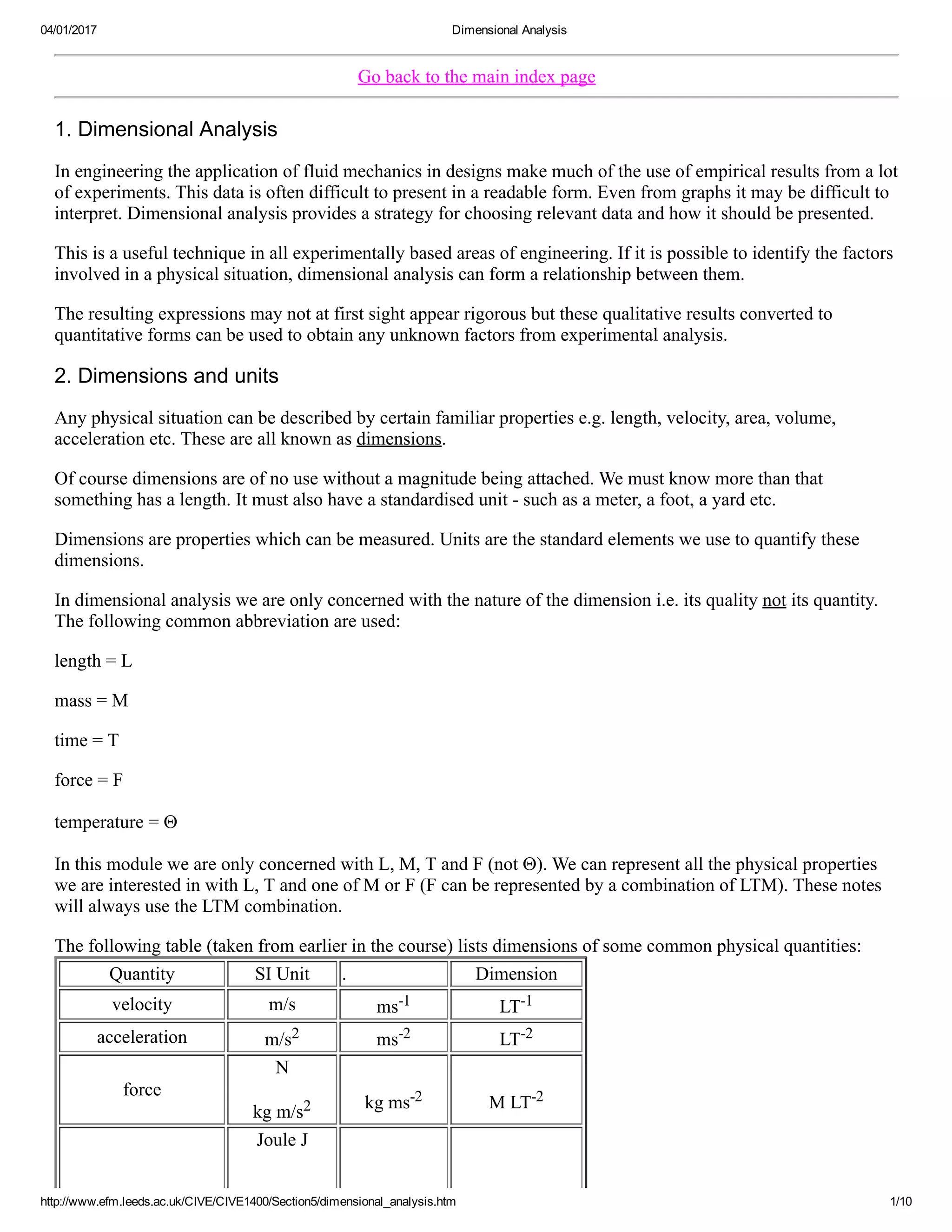 Dimensional analysis | PDF