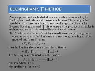 Dimensional Analysis and Buckingham’s ∏-method | PPTX