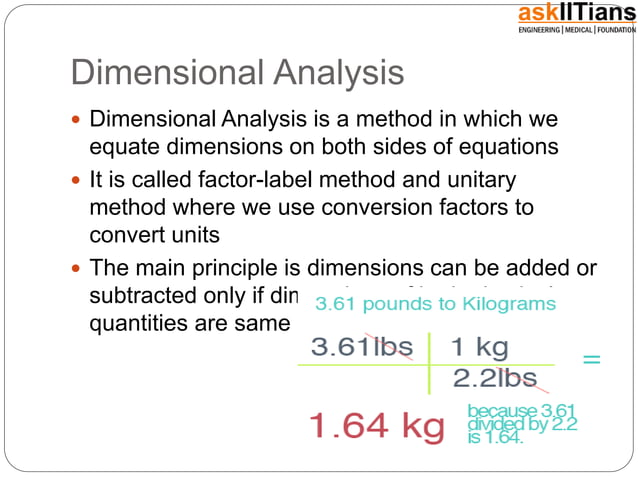 Dimensional Analysis and its Applications | Physics | PPTX
