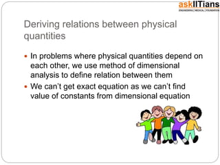 Dimensional Analysis and its Applications | Physics | PPTX