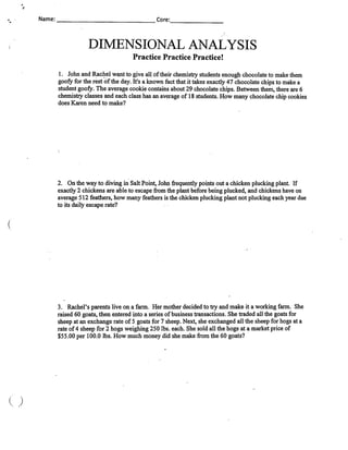 Dimensional analysis packet | PDF