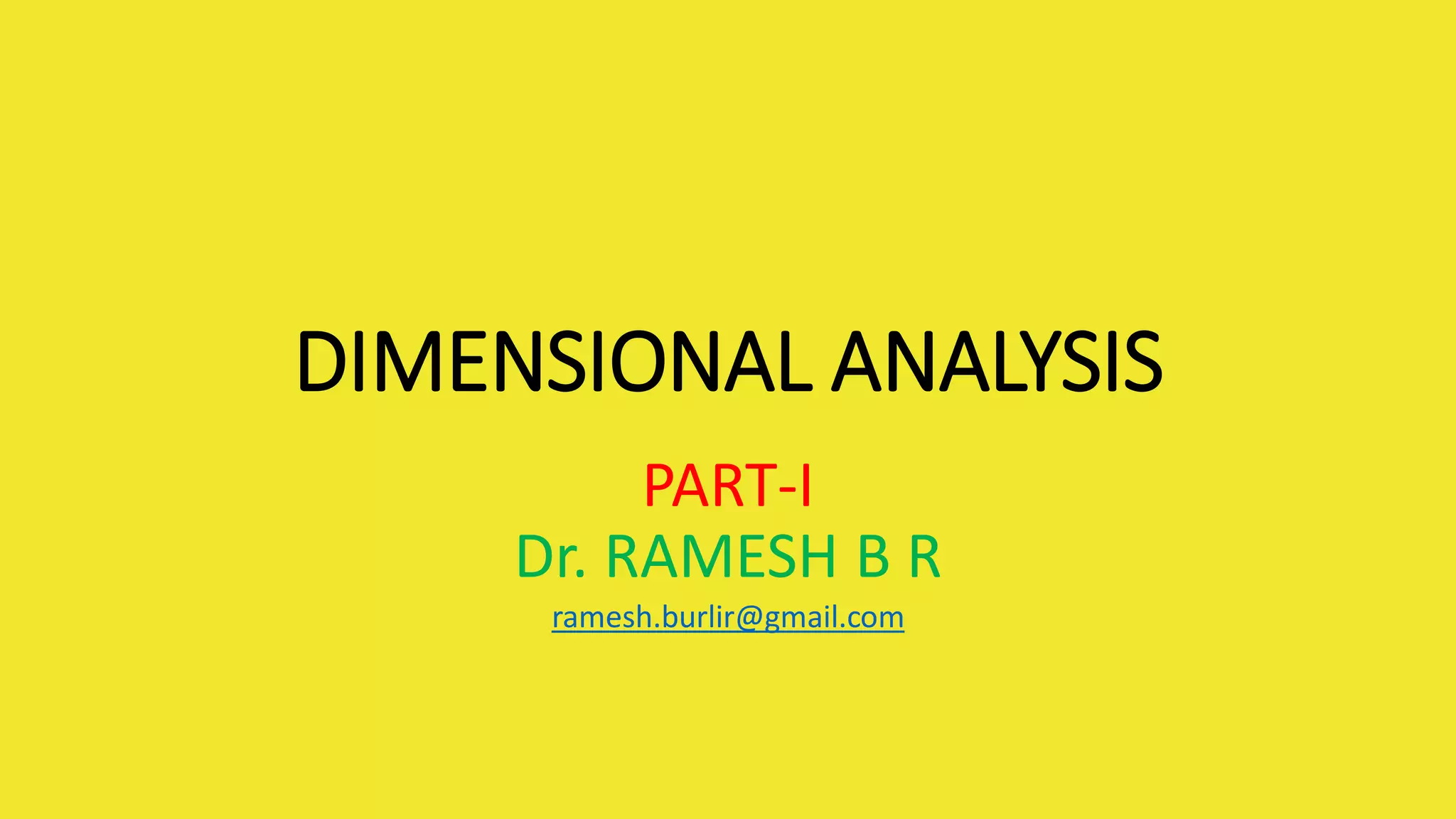 Dimensional analysis - Part 1 | PDF