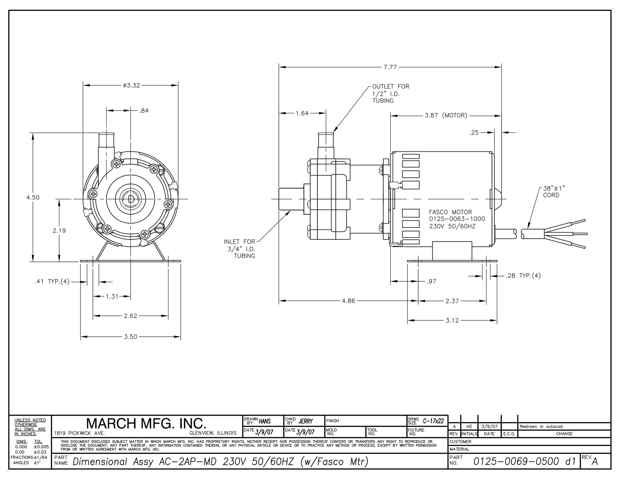 Centrifugal Pumps Data from March Pump Dimensional drawing Series AC ...