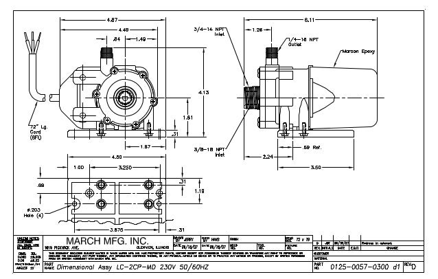 Pump Technical Information from March Pumps Dimensional drawing _230_v_