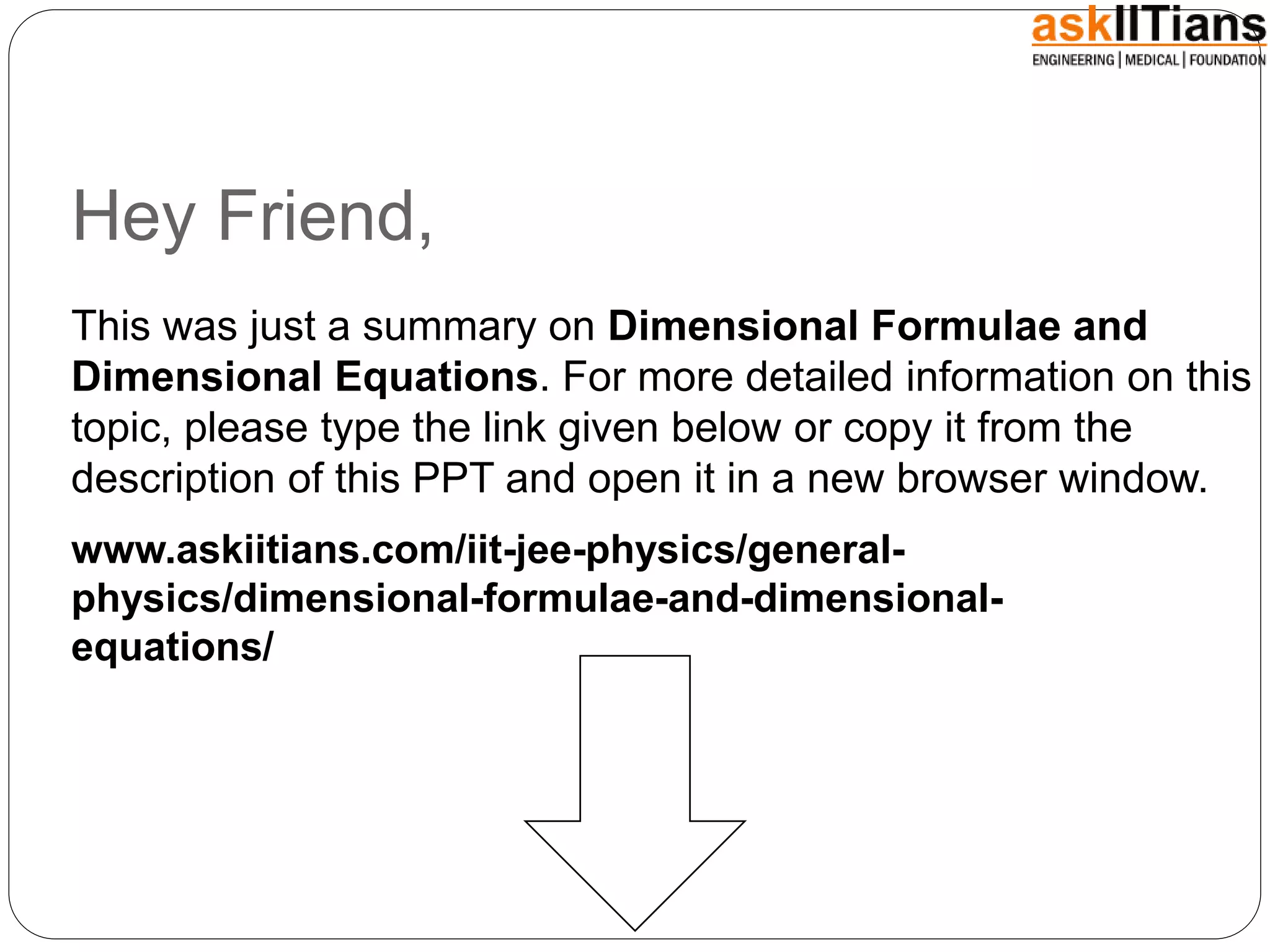 Dimensional Formulae and Dimensional Equations | Physics | PPTX