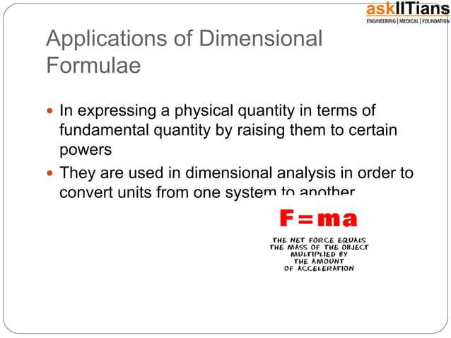 Dimensional Formulae and Dimensional Equations | Physics | PPTX