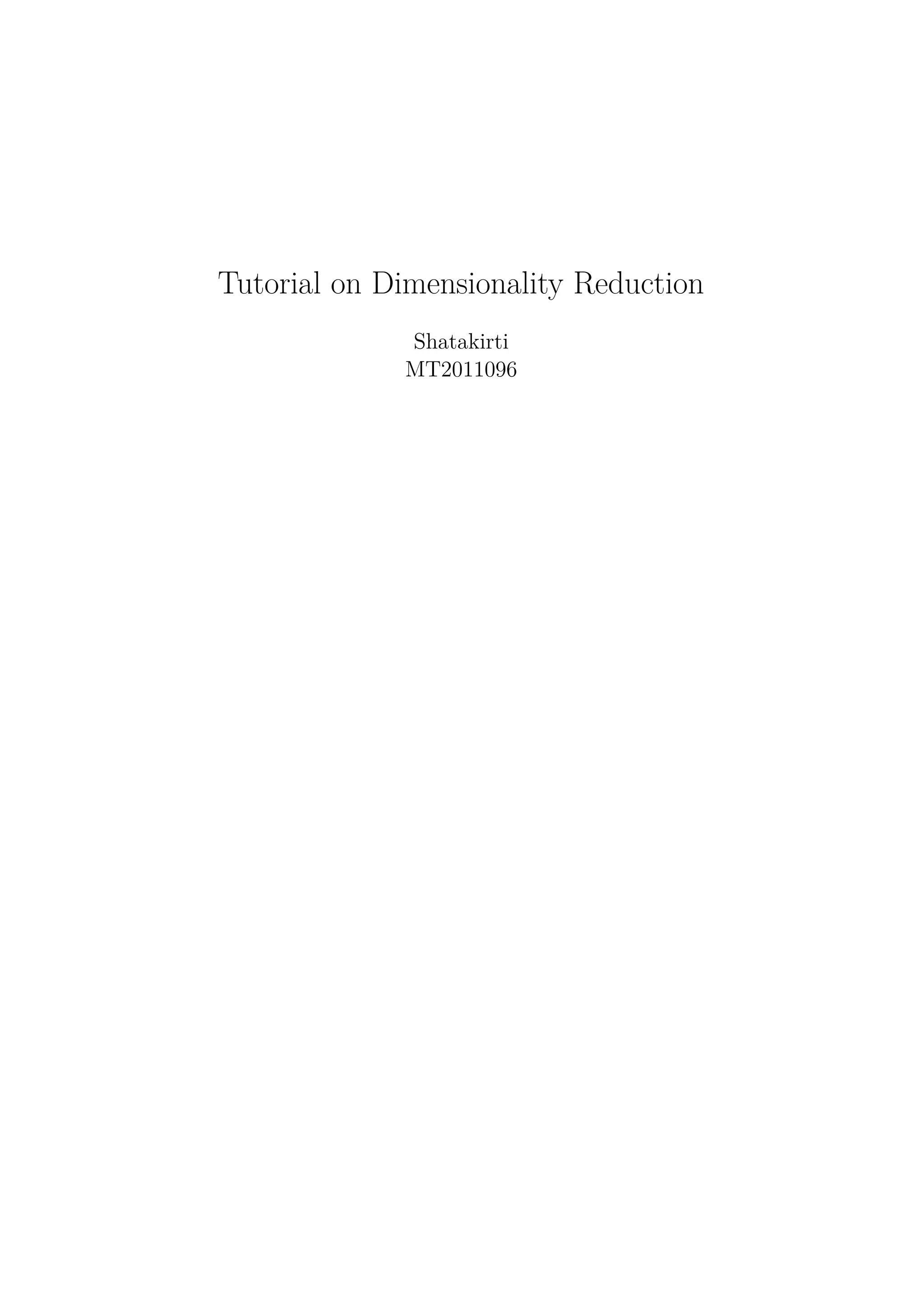 Dimensionality Reduction Pdf