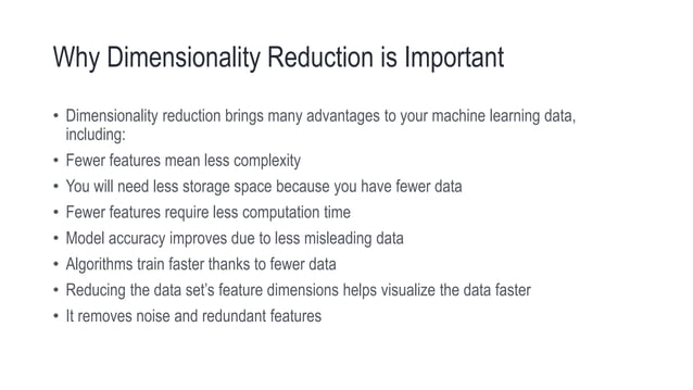 Dimensionality Reduction in Machine Learning | PPTX | Technology & Computing