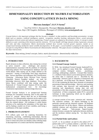 Dimensionality reduction by matrix factorization using concept lattice in data mining | PDF