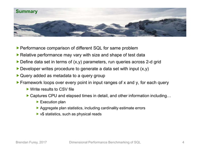 Dimensional performance benchmarking of SQL | PPT