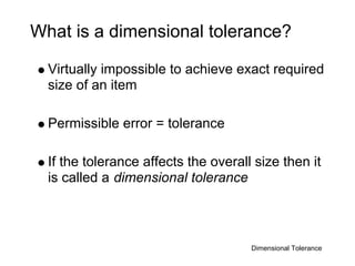 Dimensional Tolerances | PDF