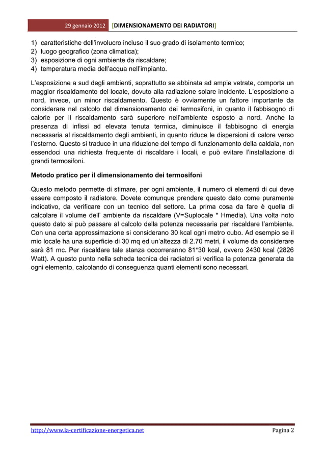 Dimensionamento dei radiatori | PDF