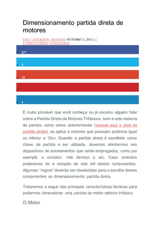 Dimensionamento partida direta de motores | DOCX