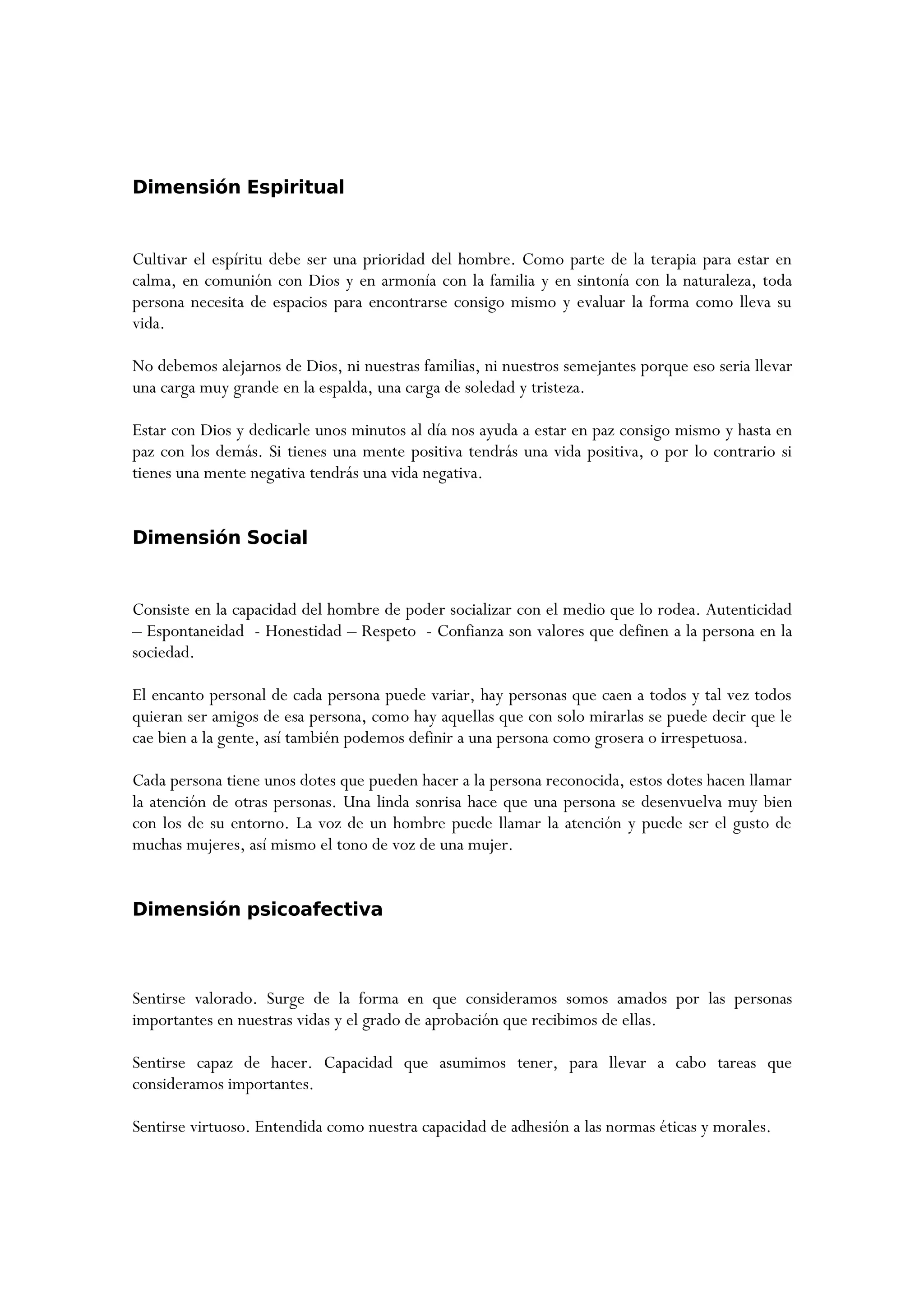 Dimensiones De La Persona | DOC