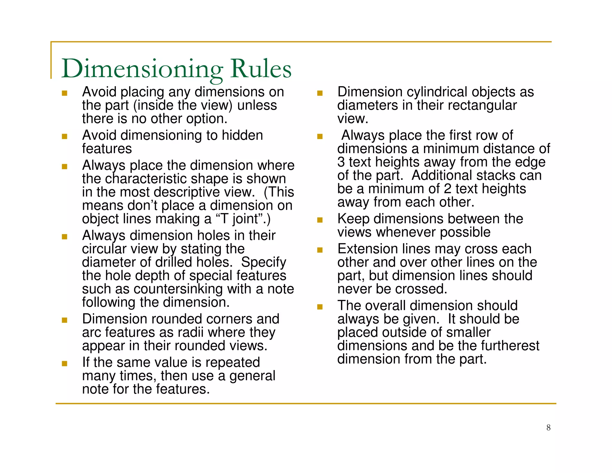 Dimensioning do's and don't | PDF