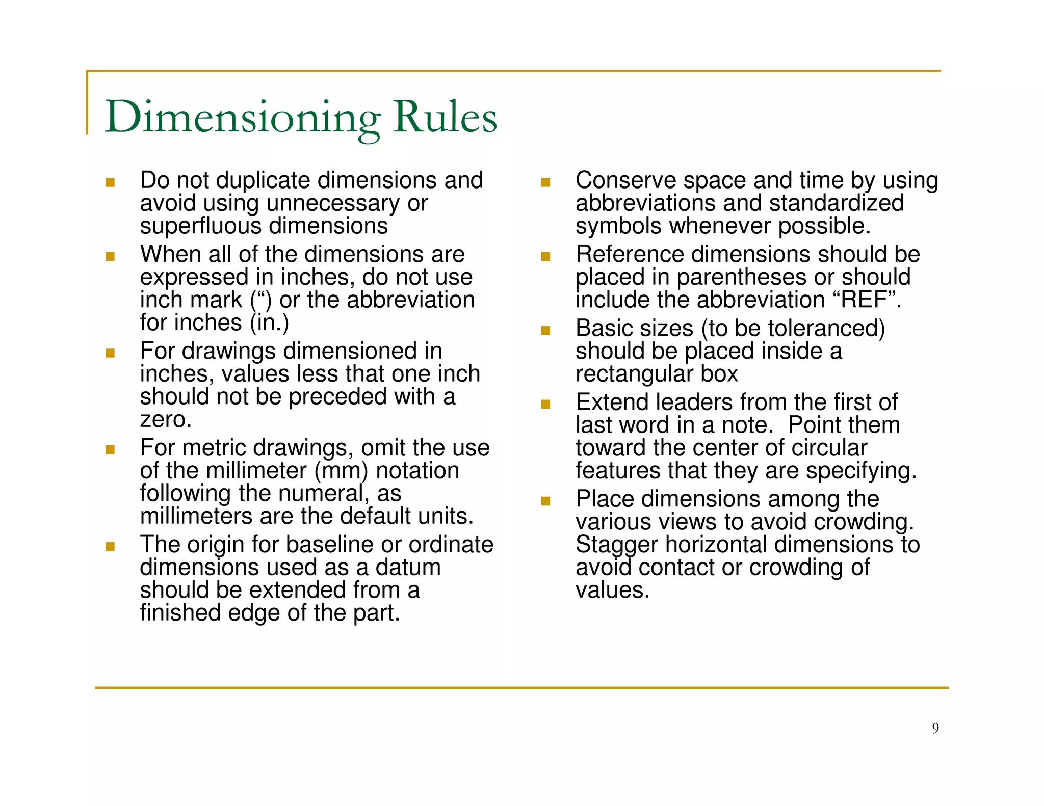 Dimensioning do's and don't | PDF