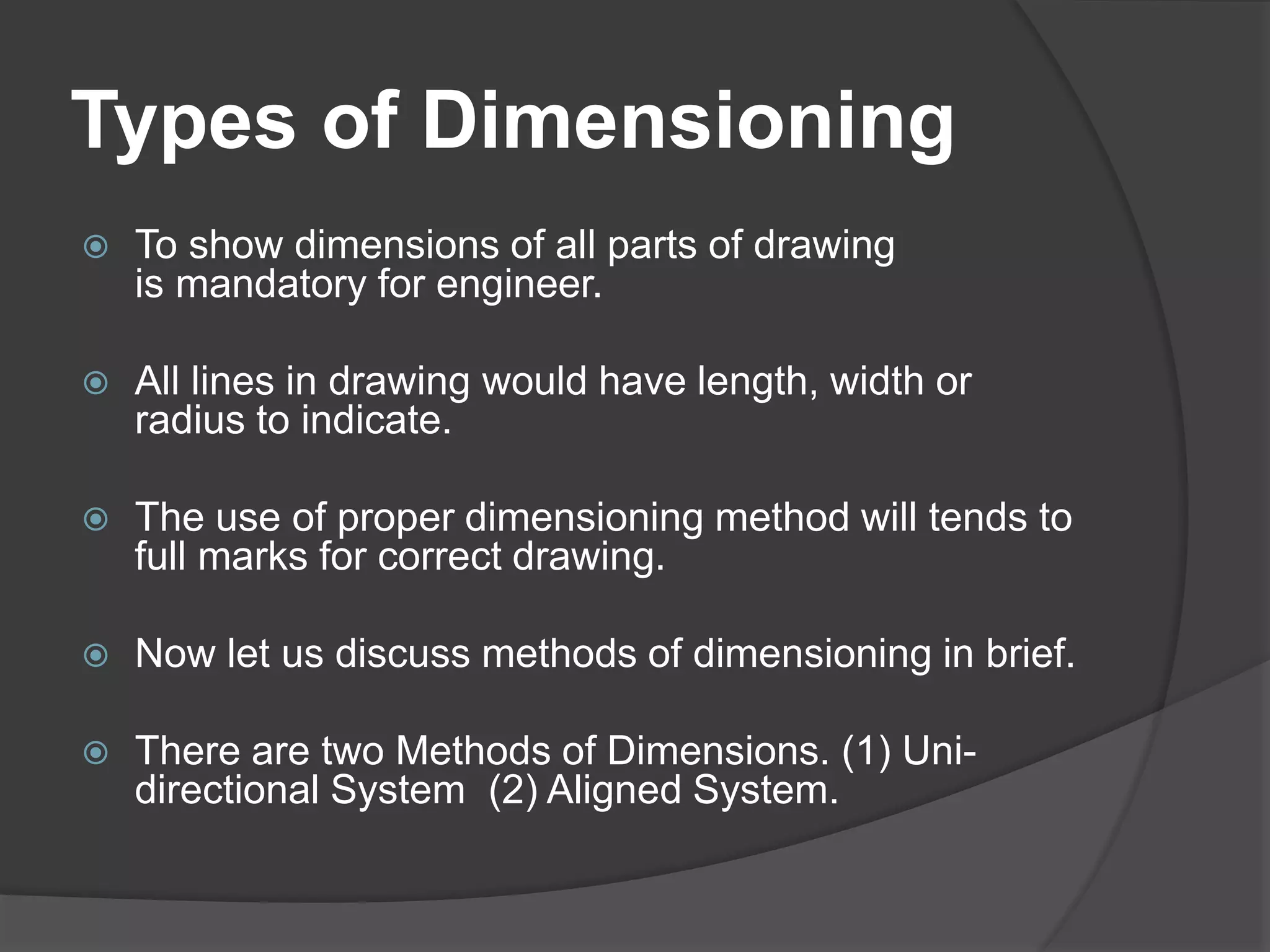 Dimensioning, scales, lines and multiple projections | PPTX