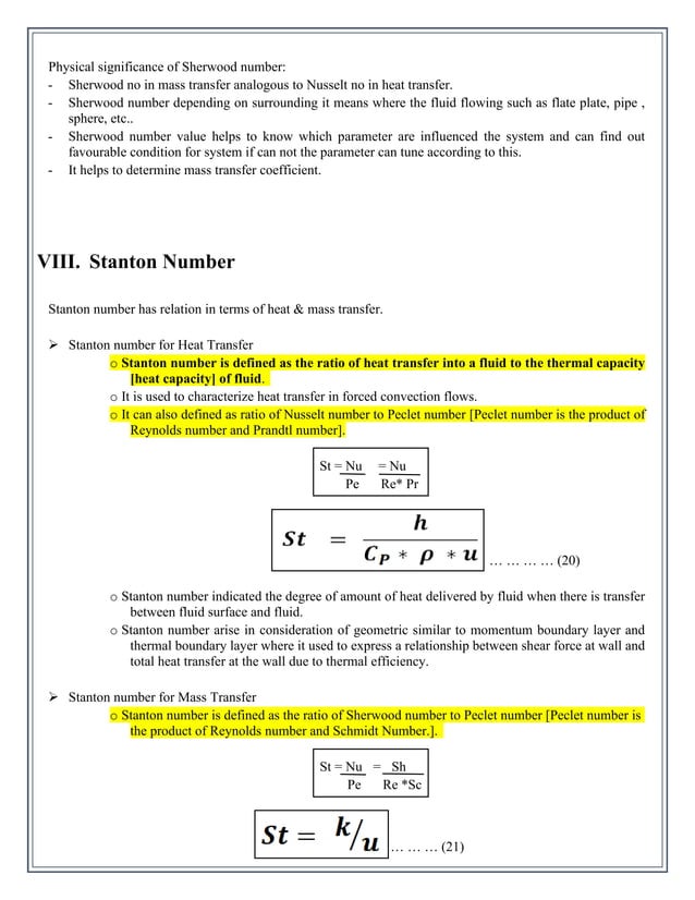 Dimensionless number in chemical engineering | PDF