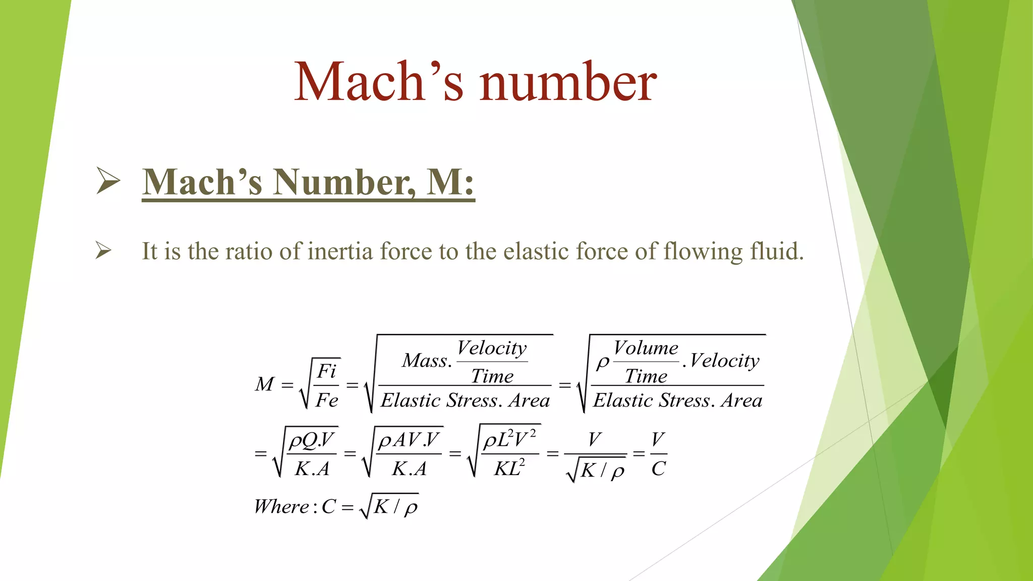 Dimension less numbers in applied fluid mechanics | PPTX