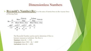 Dimension less numbers in applied fluid mechanics | PPTX