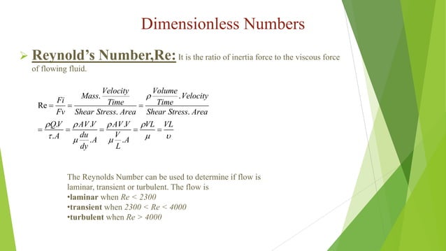 Dimension less numbers in applied fluid mechanics | PPTX