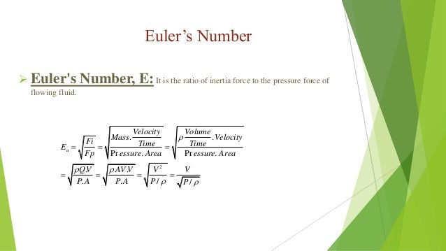 Dimension less numbers in applied fluid mechanics