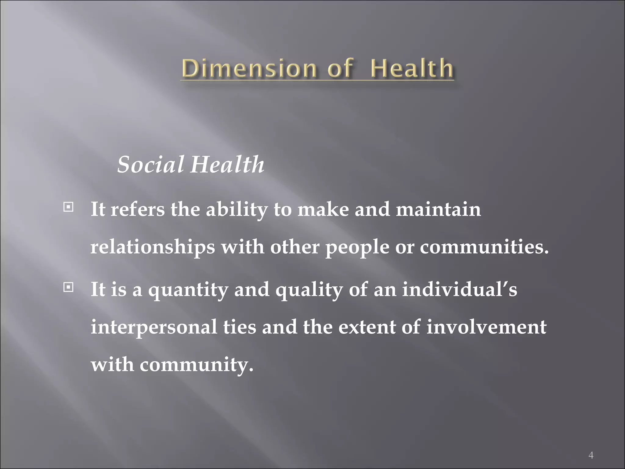 Dimension of health | PPT