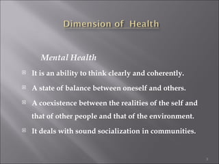 Dimension of health | PPT