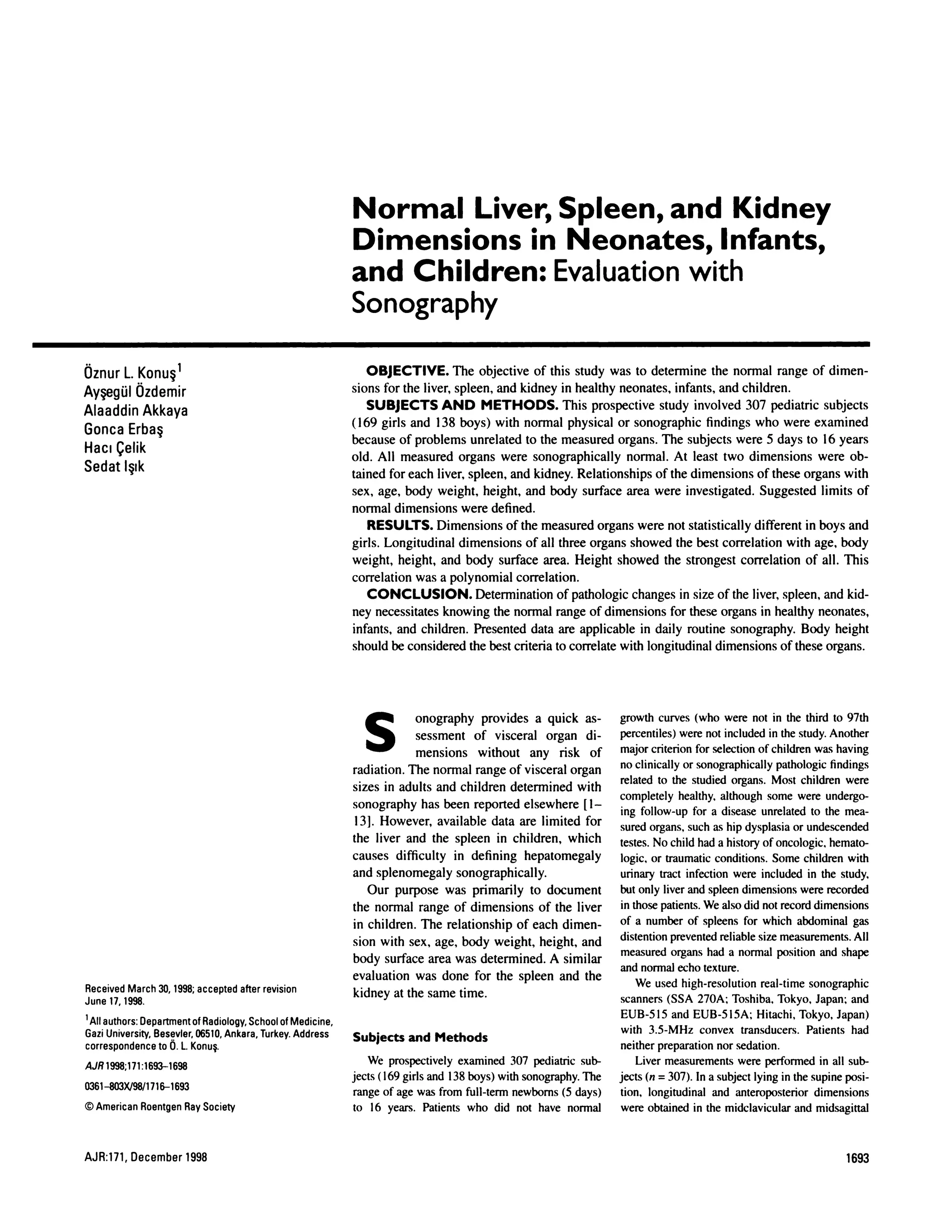 Dimension of liver spleen kidney | PDF