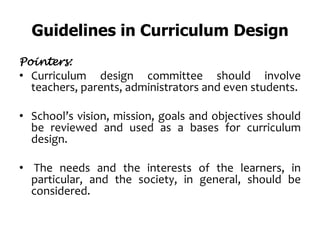 dimensions and principles of curriculum design | PDF