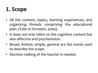 dimensions and principles of curriculum design | PDF