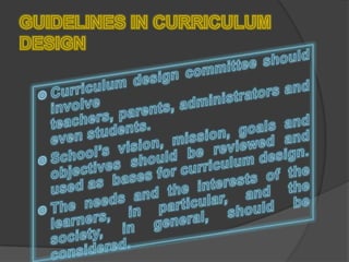 Dimensions and principles of curriculum design | PPTX