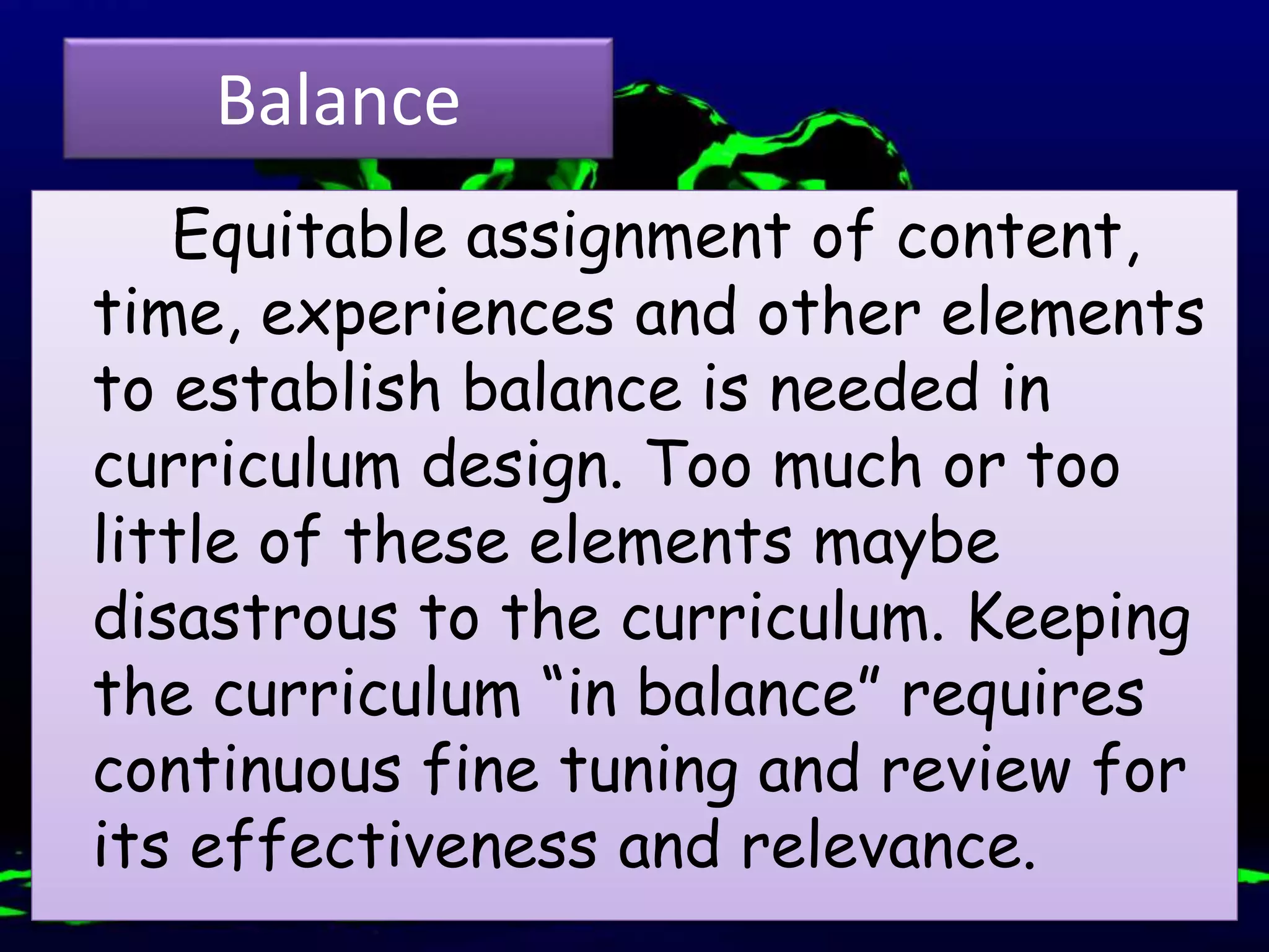 Dimensions and principles of curriculum design | PPTX