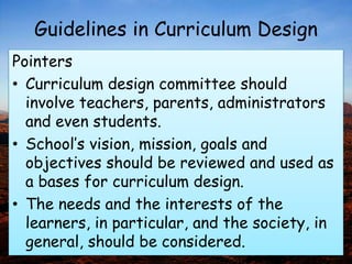 Dimensions and principles of curriculum design | PPTX
