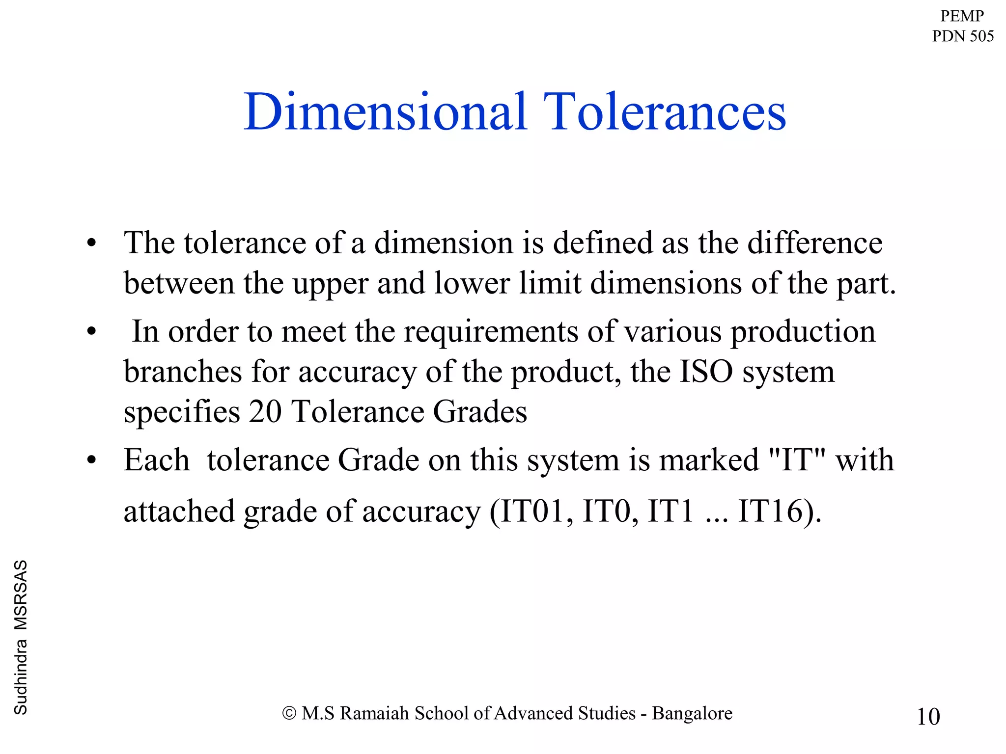 Dimensions, fits and tolerances for assembly | PDF