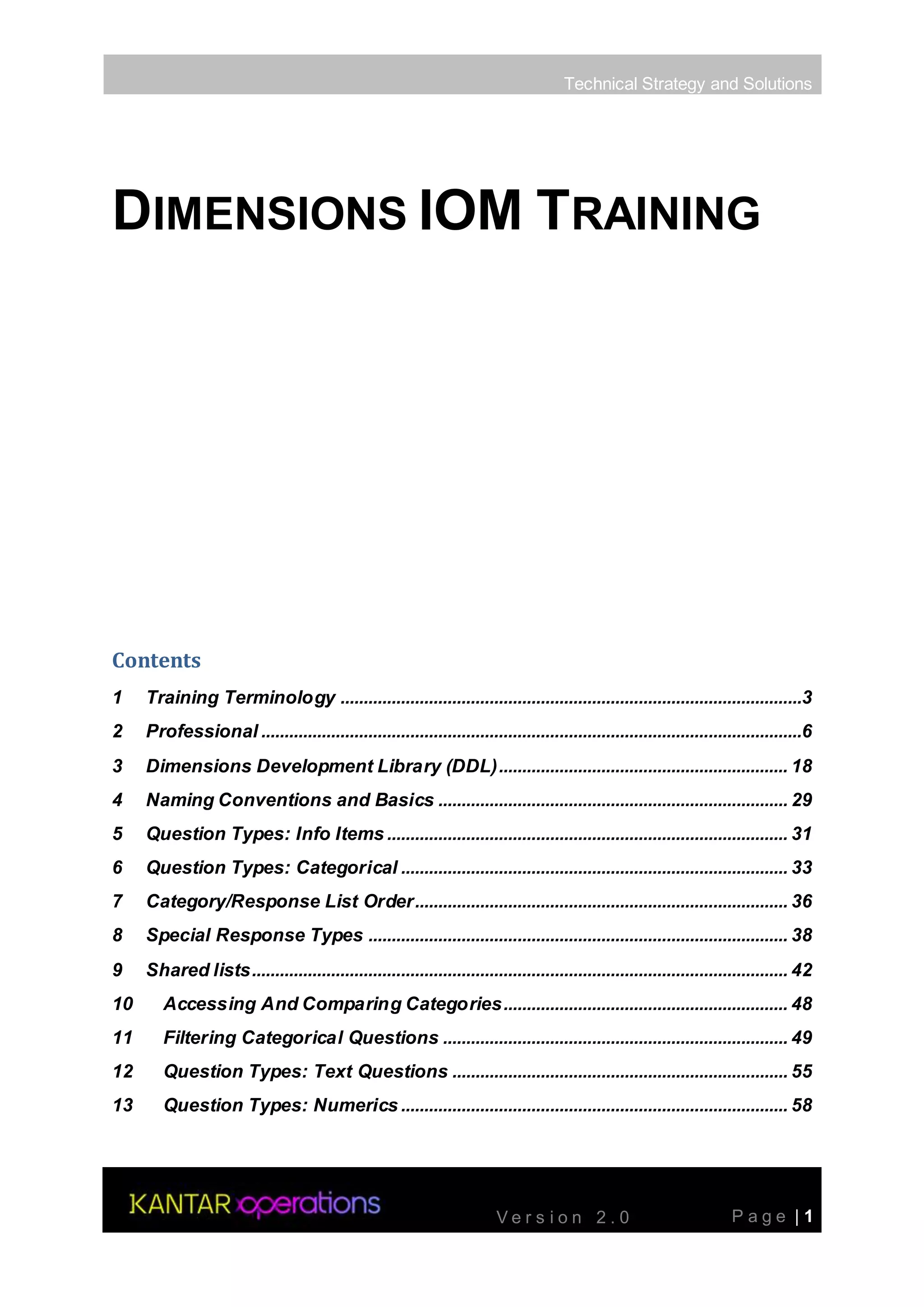 Dimensions iom training | DOCX