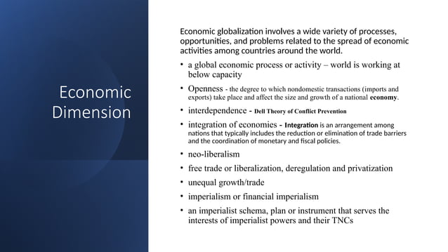 Dimensions of Globalisation .pptx.Globalization is a multifaceted process with several ...