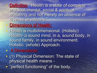 Dimensions of health | PPT