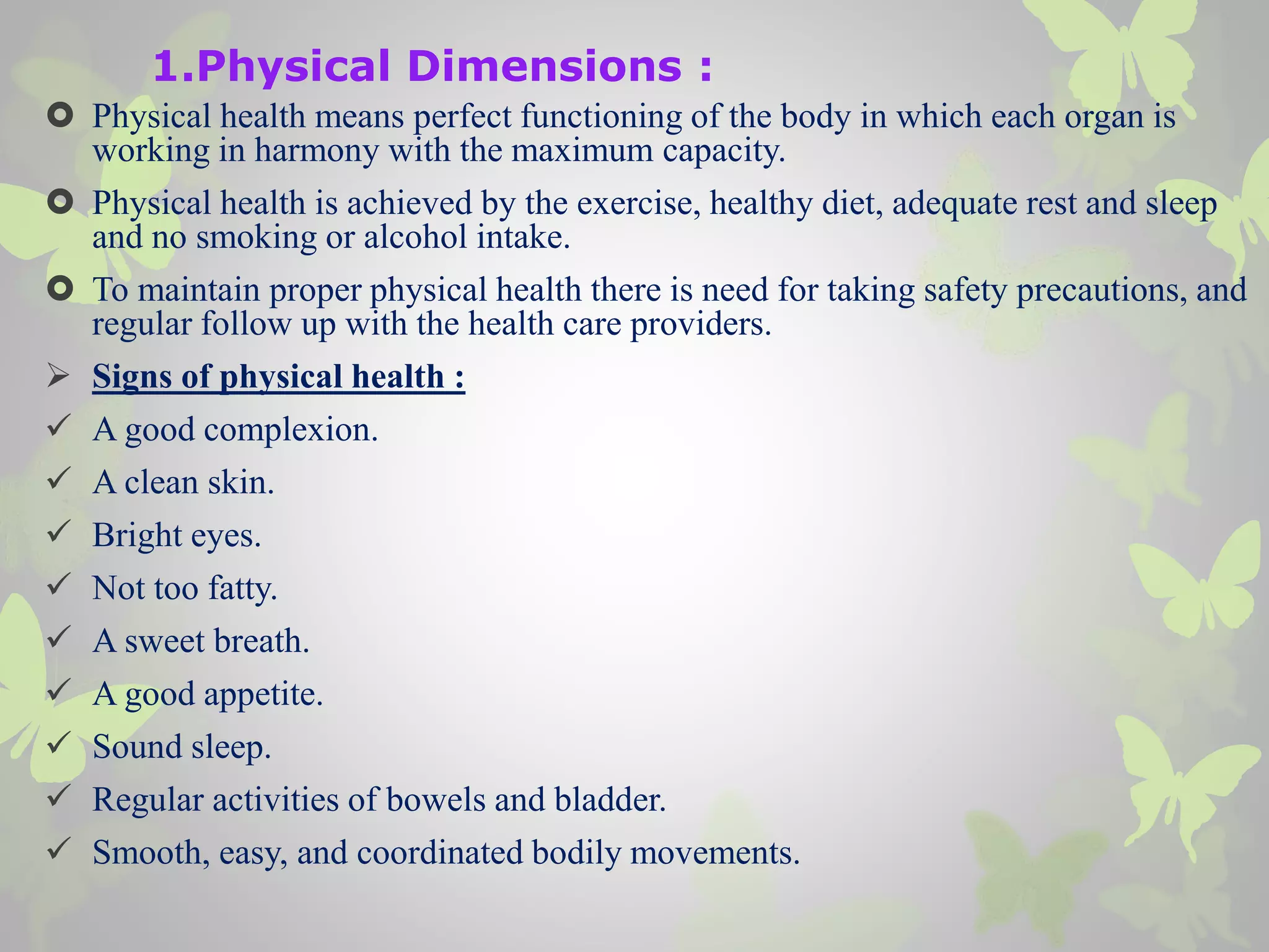 Dimensions of health | PPTX