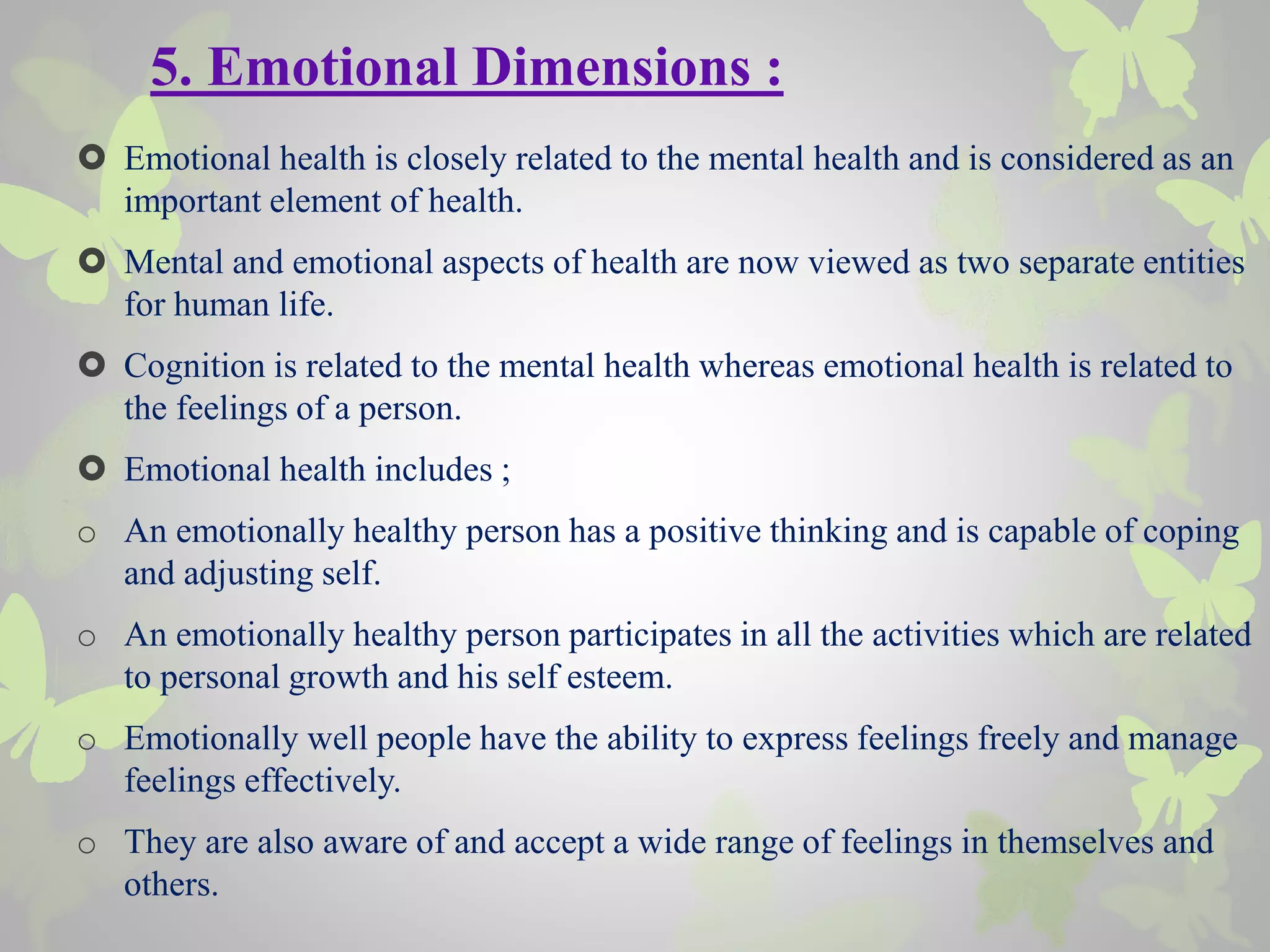 Dimensions of health | PPTX