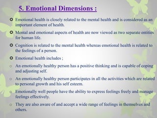 Dimensions of health | PPTX