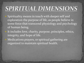 Dimensions of health | PPTX | Mental Health | Diseases and Conditions