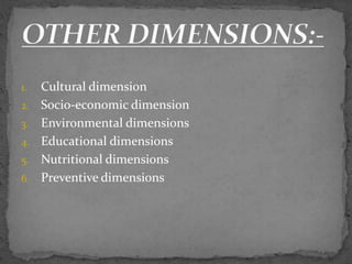 Dimensions of health | PPTX | Mental Health | Diseases and Conditions
