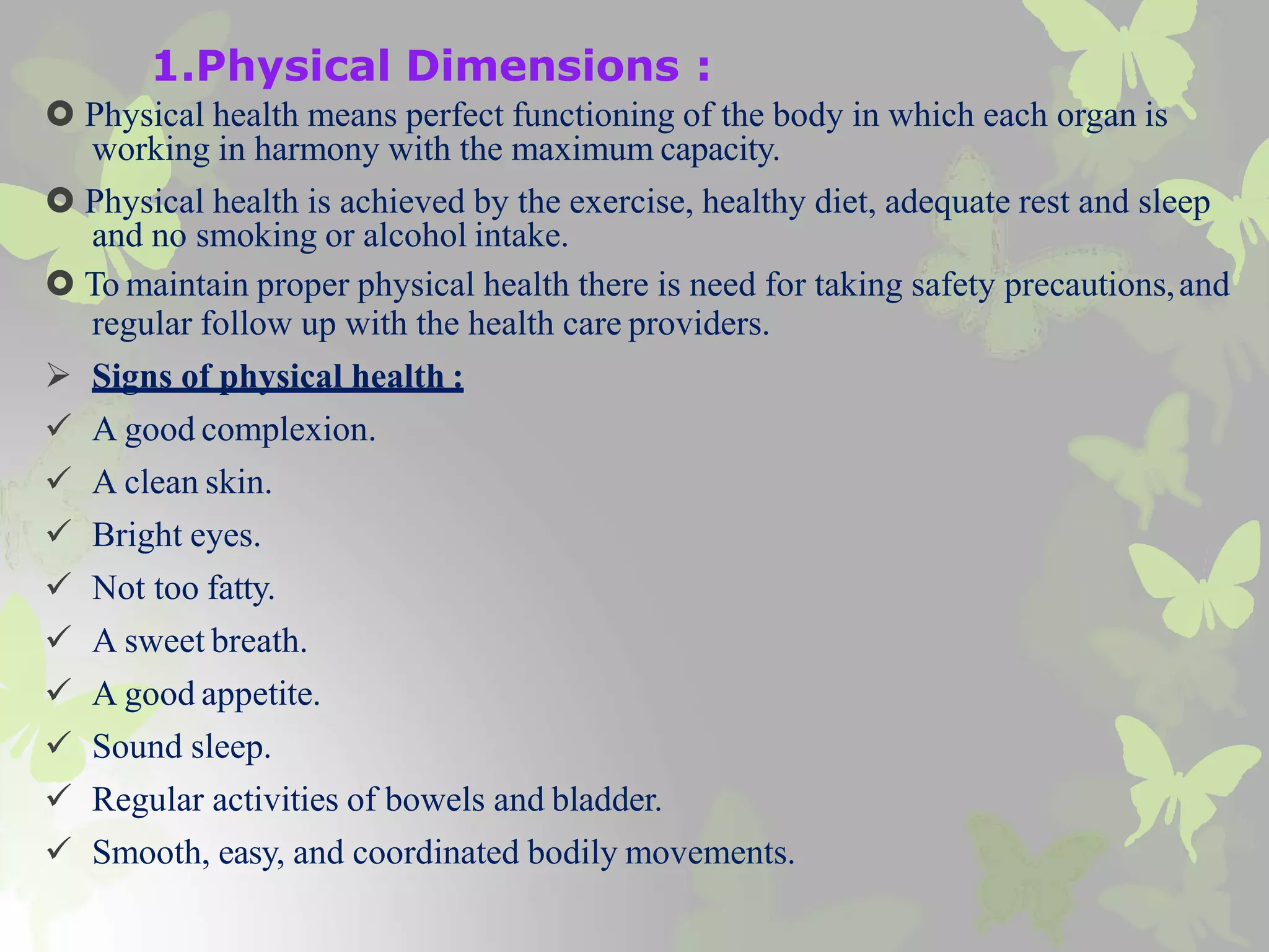 Dimensions of health | PPTX