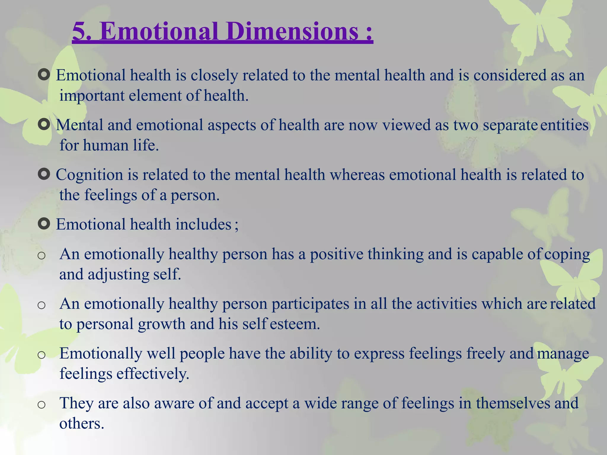 Dimensions of health | PPTX