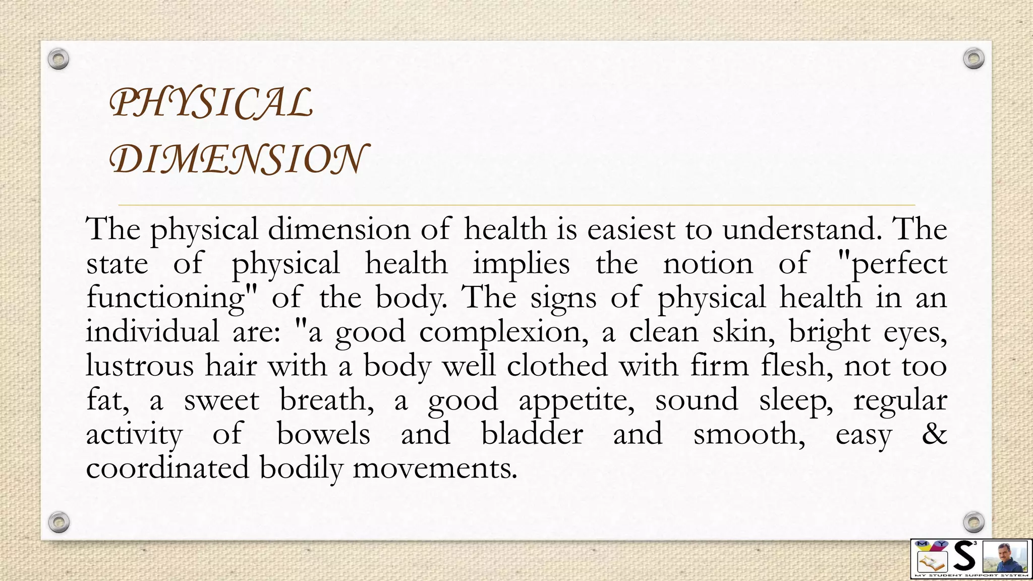 Dimensions of health in English | PPTX